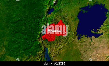 Satellite Image Of Rwanda Highlighted Stock Photo - Alamy