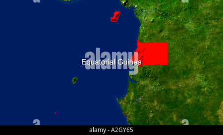 Satellite Image Of Equatorial Guinea Highlighted Stock Photo - Alamy