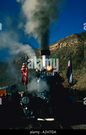 US Flag and Durango and Silverton Narrow Gauge Railroad Steam Engine ...