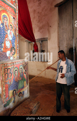 Murals inside Narga Selassie church on Dek Island, Lake Tana, Ethiopia ...