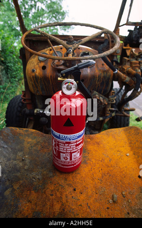 Burnt out stolen tractor in a countryside lane Stock Photo - Alamy