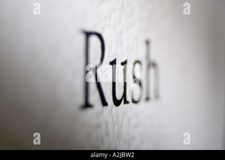 the word rush printed on to texture paper Stock Photo - Alamy