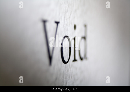 the word void printed on to texture paper Stock Photo - Alamy