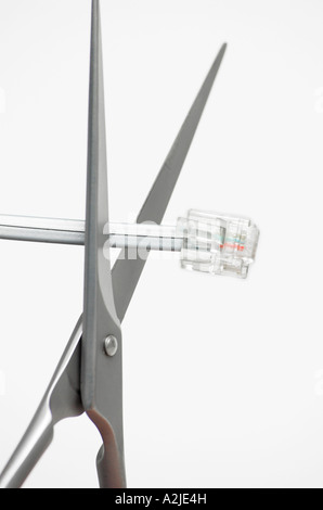 Internet cable cut by a scissors. Concept of internet ban, censorship ...