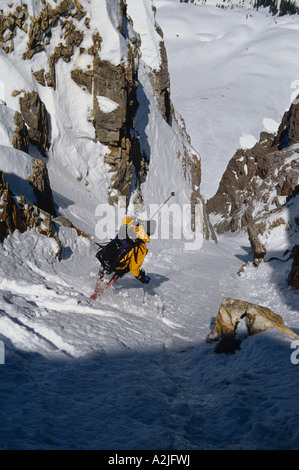 Matt Basham skiing the Wire in the San Juan mountains near Telluride ...
