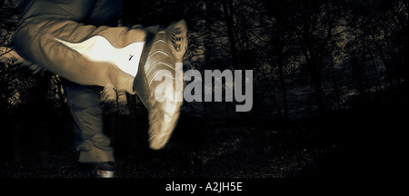 man running through woods at night Stock Photo - Alamy