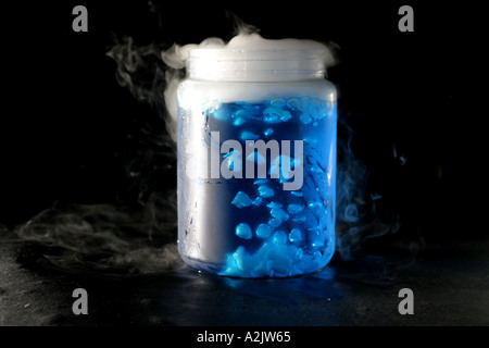 Experiment with dry ice representing two phase flow in a beaker with ...