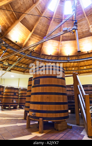Wine fermentation tank made of oak wood. Steel vats for wine ...