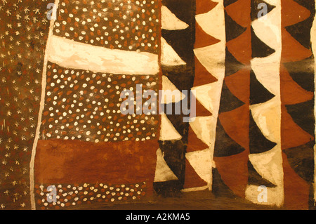 geometrical wallpaintings in a traditional hut of the Bemba people ...