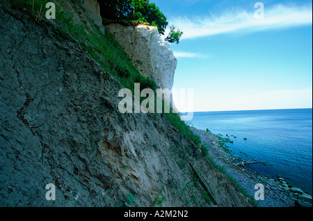 Rocky beach coastline on Ruegen island in Germany during sunset over ...