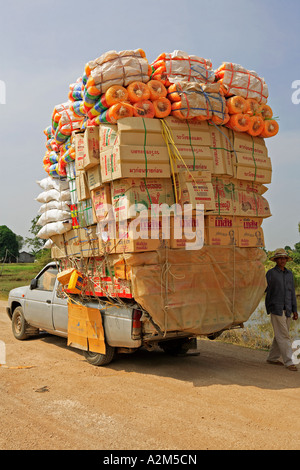 Overloaded Pick Up Truck, Cambodia Stock Photo - Alamy
