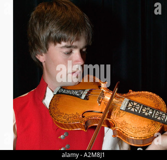 Hardanger fiddle, traditional Norwegian folk music with mother-of-pearl ...