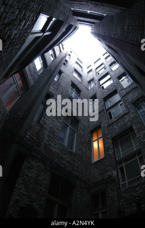 low angle view in a courtyard in the old town of Florence, Italy Stock ...