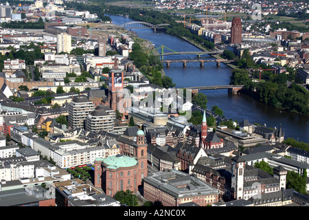 High angle view of Frankfurt city skyline with modern office buildings ...