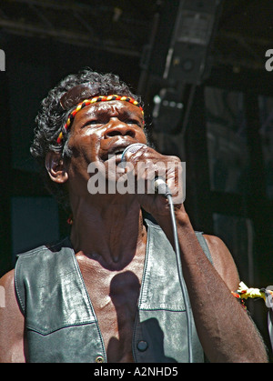 Australian Aboriginee Rock musician George Rrurrambu and his band ...