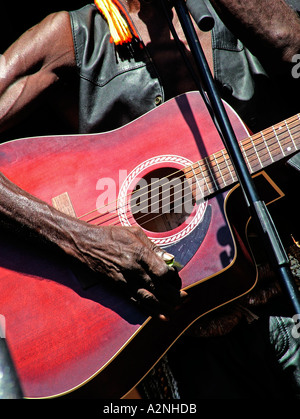 Australian Aboriginee Rock musician George Rrurrambu and his band ...