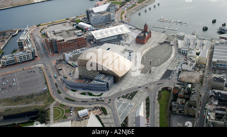 Aerial Wales Millennium Centre Pierhead Building and Welsh Assembly ...