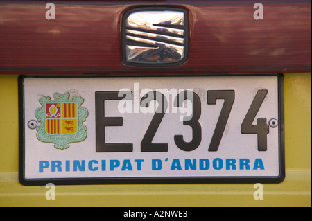 Principality of Andorra licence plate Stock Photo - Alamy