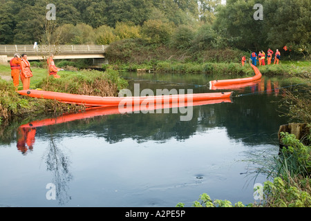 Booms across the River Itchen to control pollution from spillage ...
