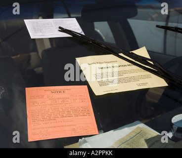 Parking violation sticker on windshield reading WARNING! for illegal ...