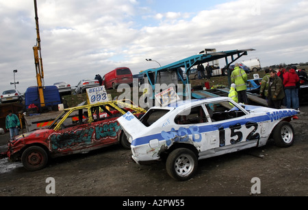 Stock car and banger racing at United Downs Raceway, St Day, Cornwall ...