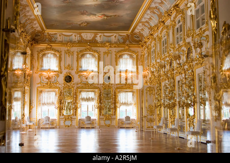 The ballroom at the Peterhof Palace, Saint Petersburg, Russia Stock ...