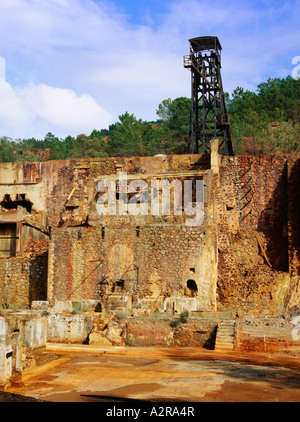 Disused abandoned mine shaft and buildings at Broken Hill's Line of Lode underground mine site ...