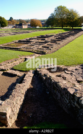 The stone remains of the Roman Legionary Barracks at Caerleon, Wales ...