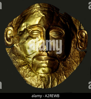 The golden mask of Agamemnon, the king of Mycenae and leader of Trojan ...
