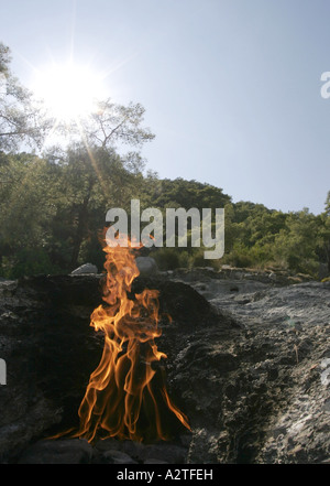 the eternal flames of Chimaira near Antalya; the mythical creature ...