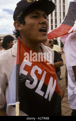 Sandinista FSLN black and red flag plus cathedral Leon Nicaragua Stock ...