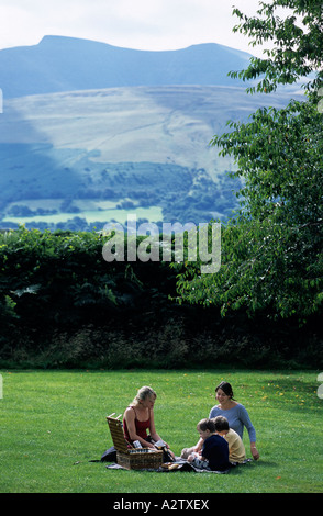 Family having picnic, Libanus Mountain Centre, Brecon Beacons National ...
