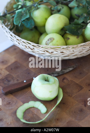 Partially peeled apple Stock Photo - Alamy