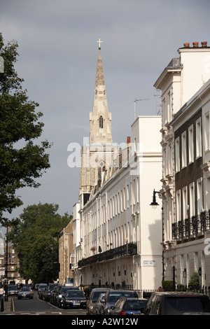 North east view along terraced Victorian houses of Chester Row street ...