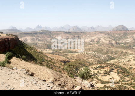 Mountain landscape of Ethiopia with distant Adwa mountains Africa Stock ...