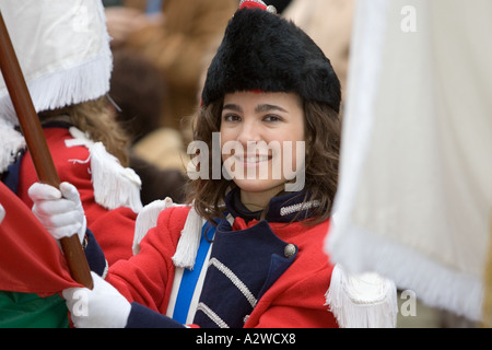 A young Basque woman in period costume , La Tamborrada, Donostia San ...