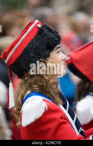 Young Basque woman holding a banner, La Tamborrada, Donostia San ...