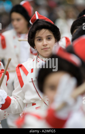 Basque girl in costume during La Tamborrada, Donostia San Sebastian ...