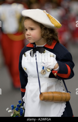 Basque girl in costume during La Tamborrada, Donostia San Sebastian ...