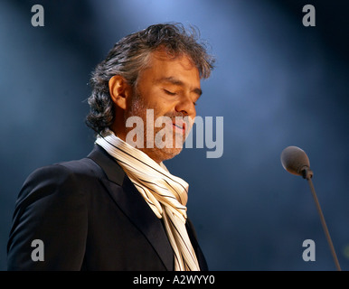 Italian tenor Andrea Bocelli sings at his concert in the National ...