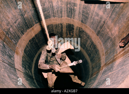 mali west africa 1995 digging a deep well in tionou village drilling to ...