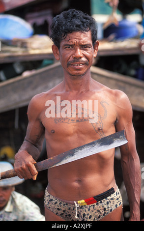 Myanmar , Burma Moken Tribe sea gypsies kabong fishing boat with ...