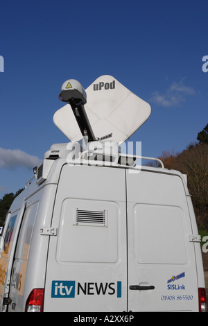 itn news satellite tv broadcast uplink van London England UK Stock ...