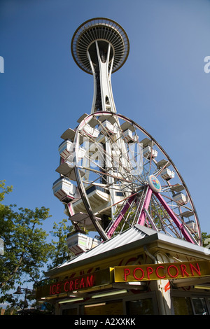 Signs & Space Needle at the Seattle Center, Seattle, Washington State ...