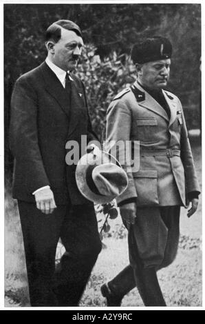 Hitler and Mussolini walking together in Italy Stock Photo - Alamy