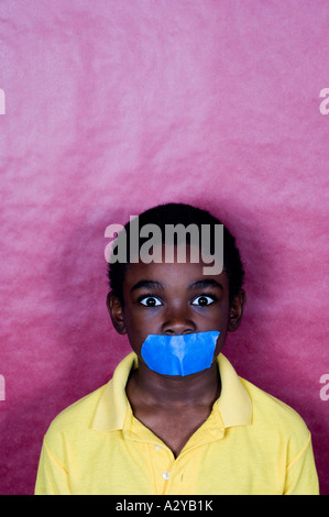 young boy gagged with tape Stock Photo - Alamy