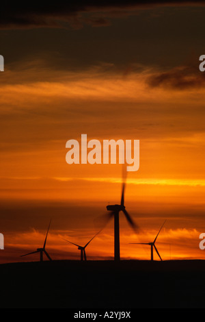 Cefn Croes windfarm at sunset. A controversial windfarm in Powys, mid ...