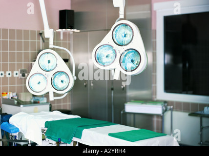Hospital surgery bed in operating theater emergency room prepared for ...