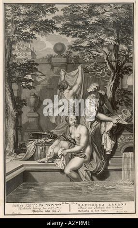 Old Testament. King David and Bathsheba at her bath. The 2nd Book of ...
