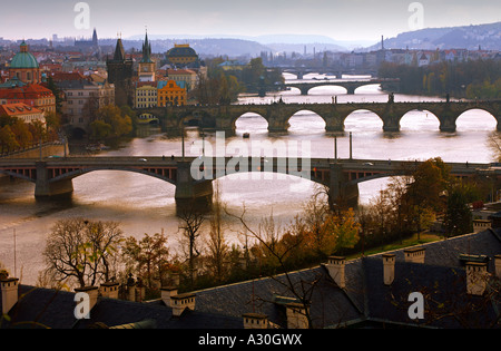 View Of Prague From Letna Park In Winter, Czech Republic, Europe Stock ...